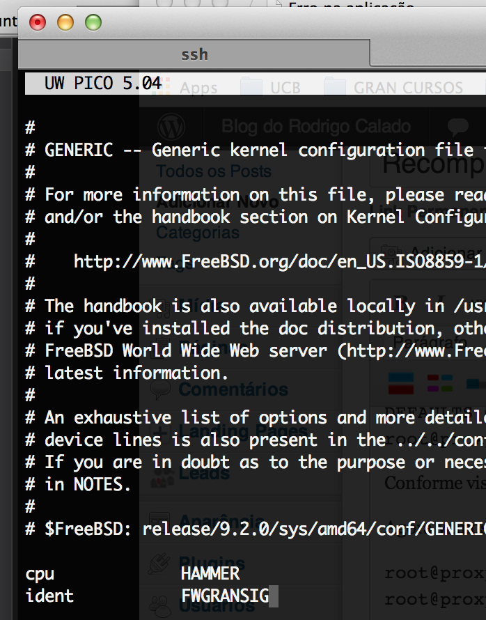 Recompilando o kernel do FreeBSD 9.2 (amd64) e adicionando regras para ...